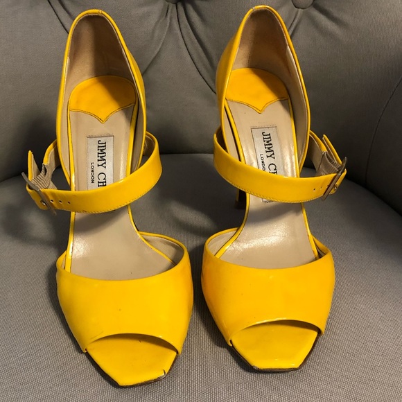 Jimmy Choo | Shoes | Jimmy Choo Yellow Peep Toe Mary Jane | Poshmark